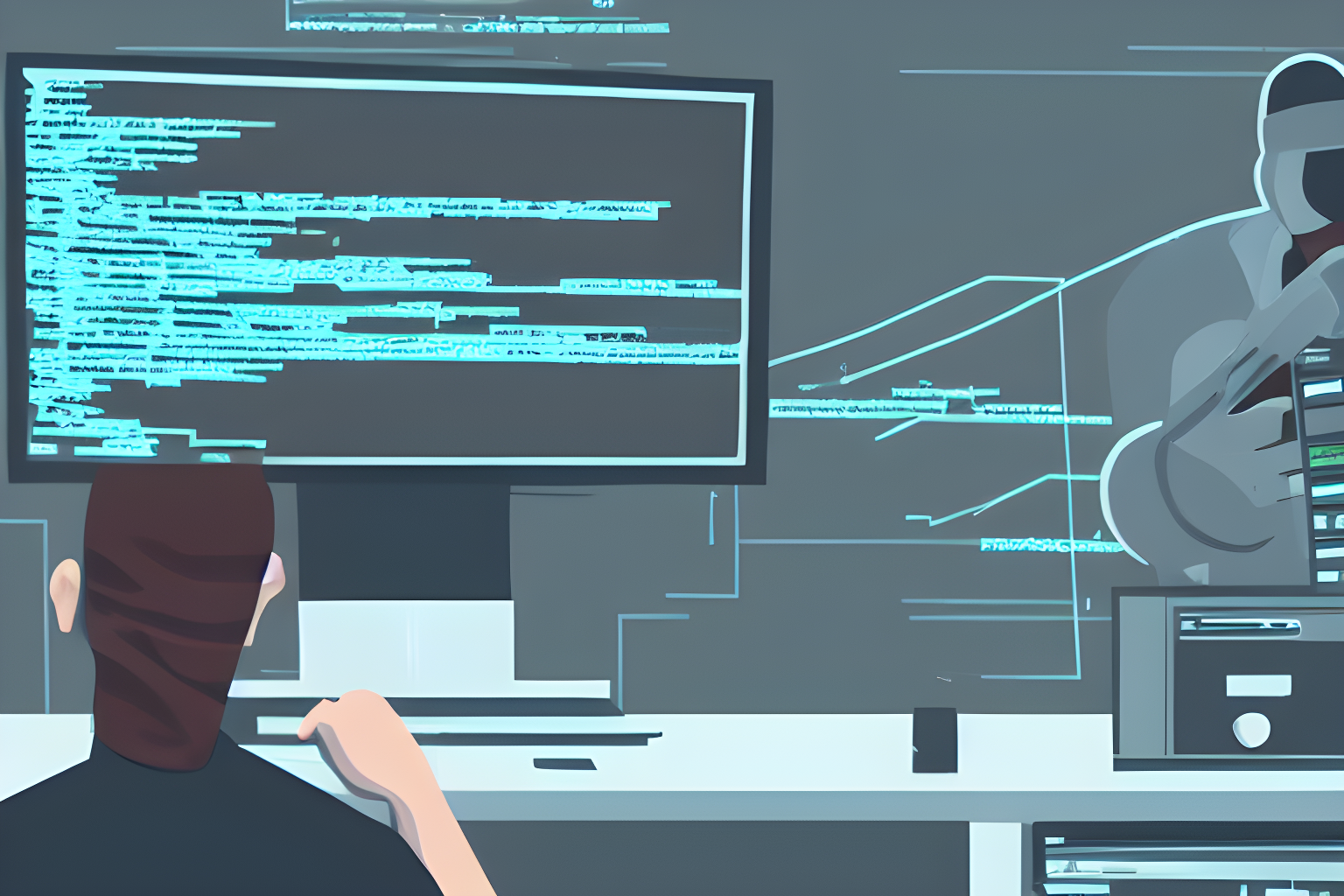 A Frustrated Man Wearing A Ski Mask Pointing A Gun At A Large Computer Screen That Is Filled 