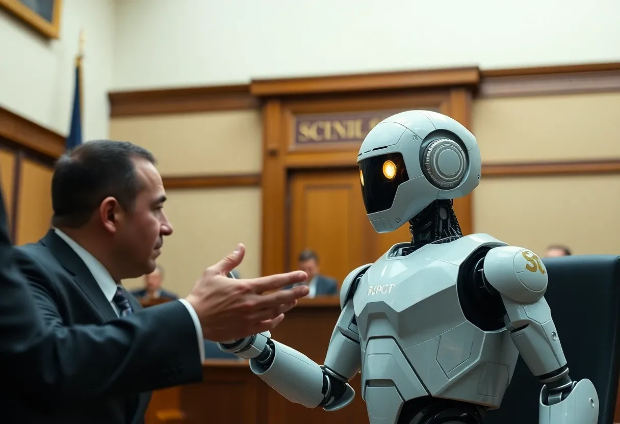 "a robot in court getting sued" | HackerNoon