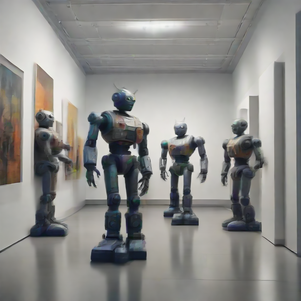 "abstract art of robots in a museum" | HackerNoon