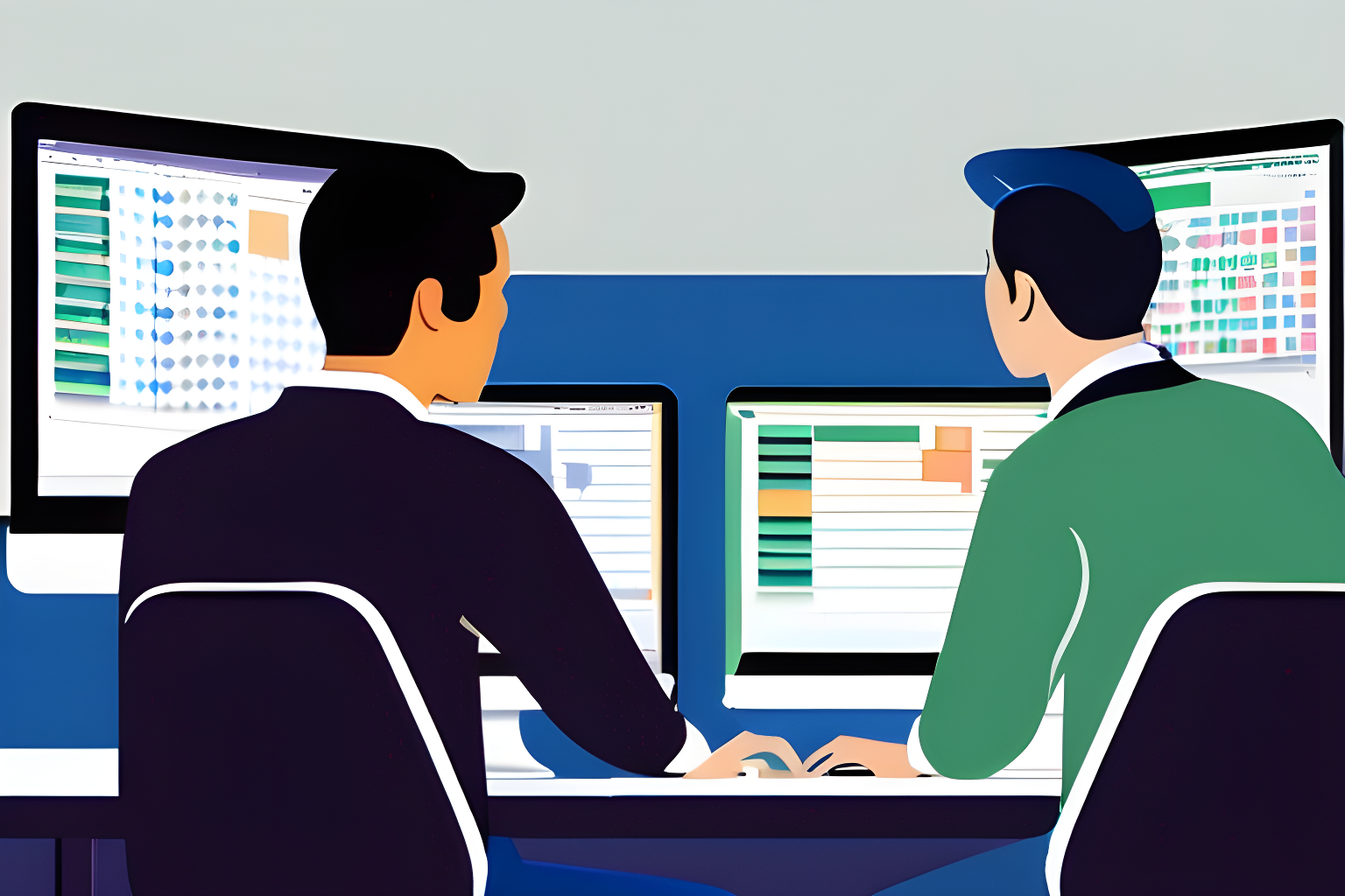 "two programmers with their backs to each other while typing on their computers" | HackerNoon